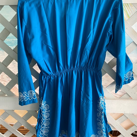 Dresses | Royal Blue Bathing Suit Cover Up With Embroidered Details ...